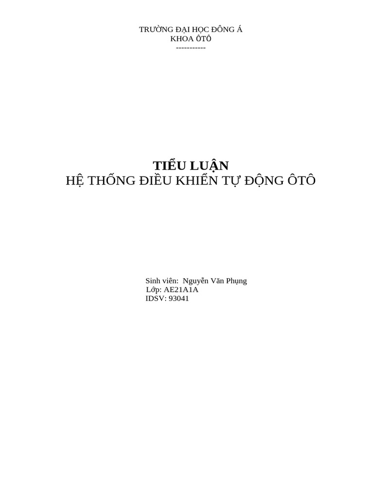 Tieu Luan - Dieu Khien Tu Dong o To | PDF