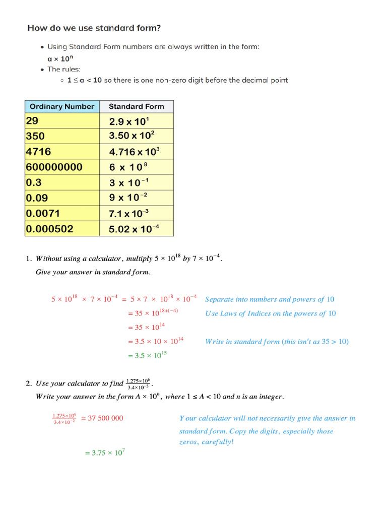 Standard Form and Unit Conversion | PDF