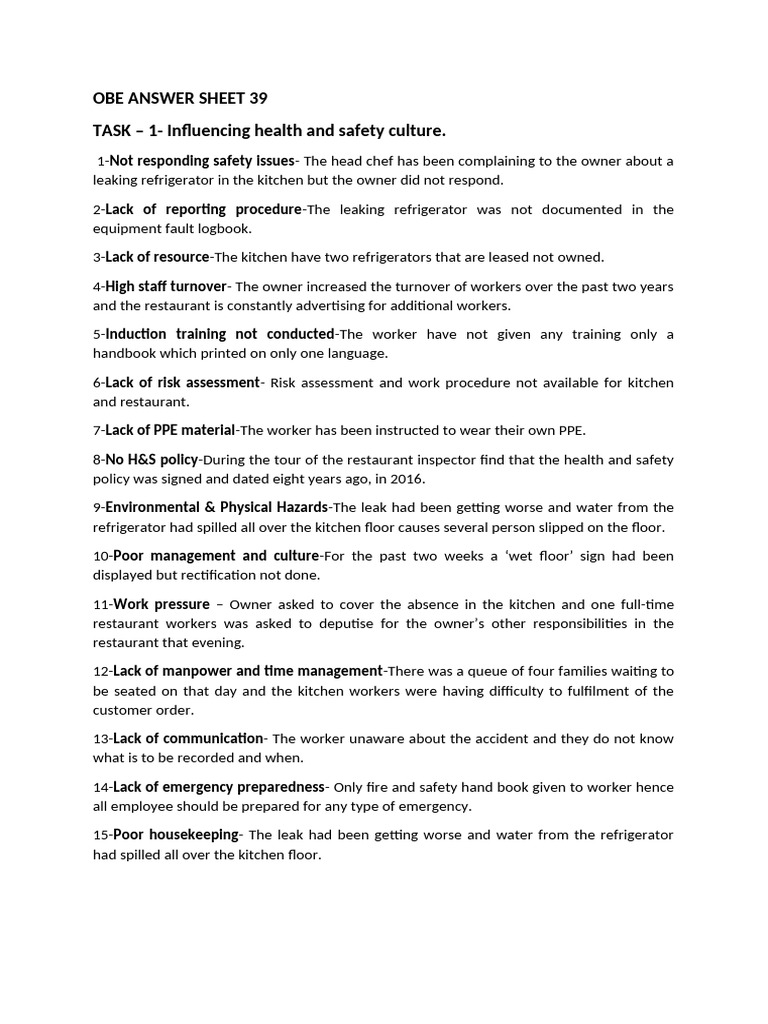 Obe 39 Answer Sheet Rajesh Bhoi | PDF | Safety