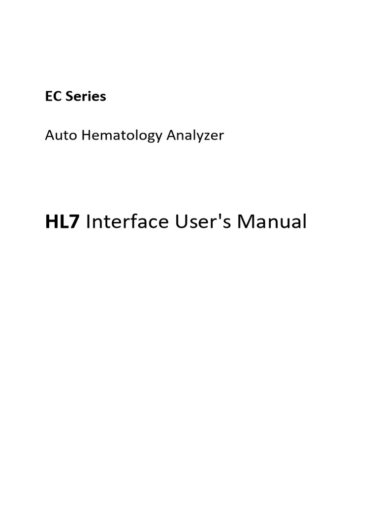 EC Series Auto Hematology Analyzer HL7 Interface User's Manual - 20220122 | PDF | Transmission ...