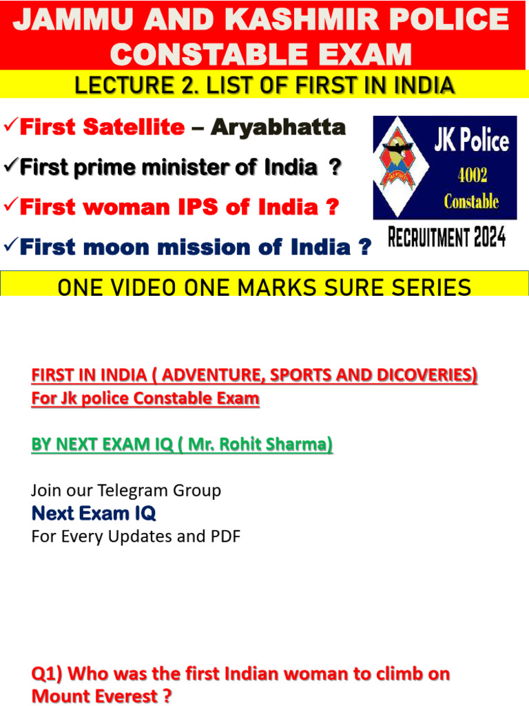 First in India Adventure, Sports and Dicoveries For JK Police Constable ...