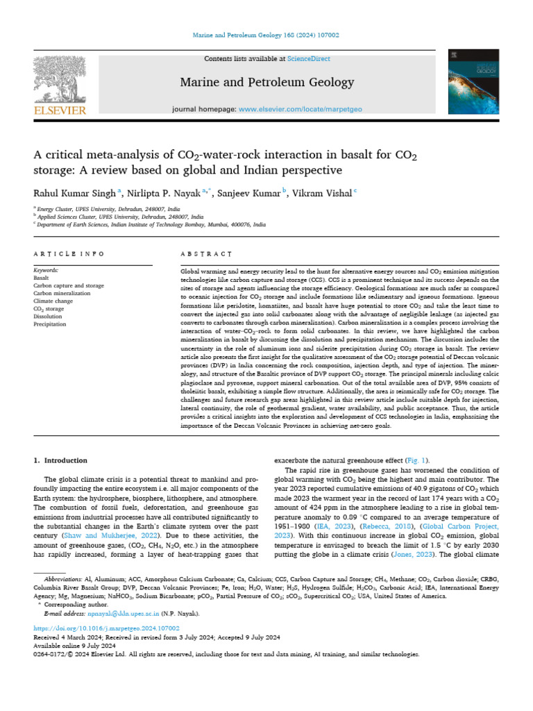A Critical Meta-Analysis of CO2-water-rock Interaction in Basalt For ...