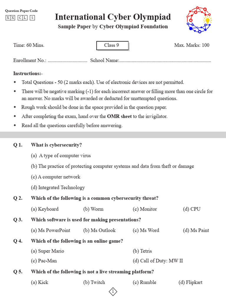 COF Sample Paper - Class 9 | PDF | Computer Network | Domain Name System
