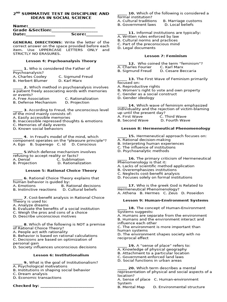 2ND Summative Test in Diss | PDF | Id | Rationality