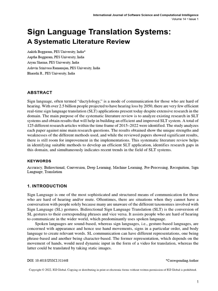 Sign Language Translation Systems A Systematic Lit | PDF | Systematic ...