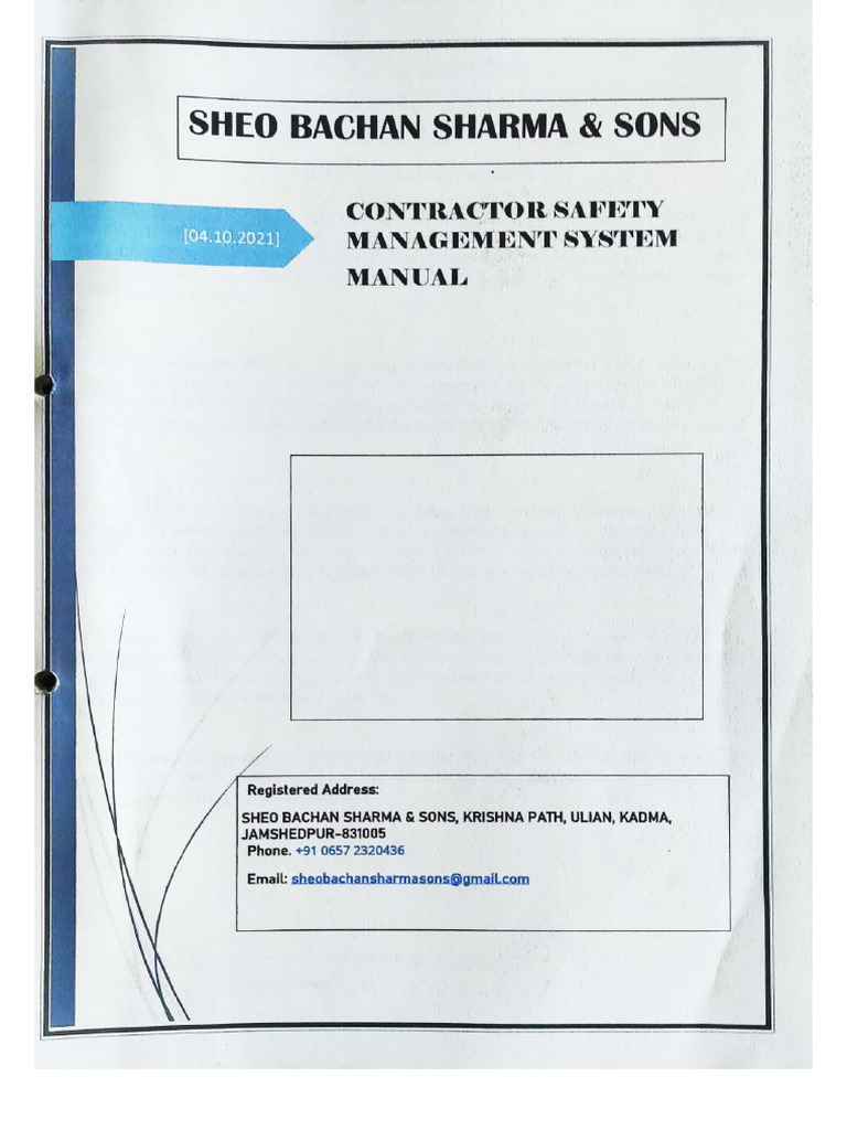 CONTRACTOR SAFETY MANAGEMENT SYSTEM MANUAL - Compressed | PDF | Image Scanner | Computing