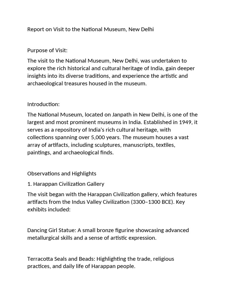 National Museum Visit Report | PDF