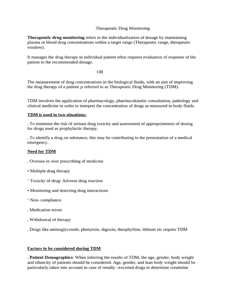 Therapeutic Drug Monitoring | PDF | Pharmacology | Health Sciences