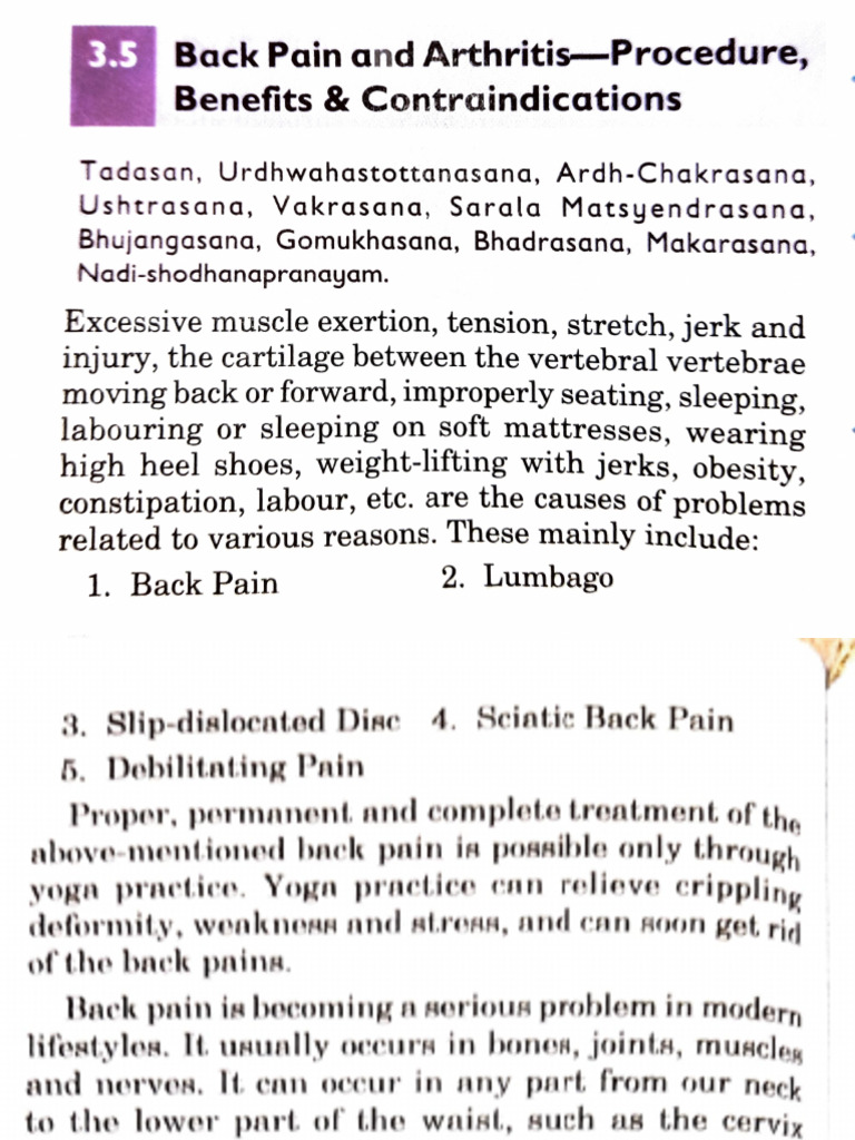 Back Pain and Arthritis - Procedure Benefits & Contraindications | PDF ...