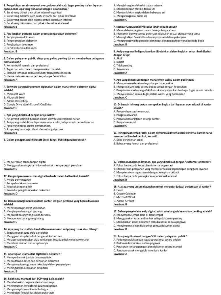 Soal II Penata Layanan Operasional | PDF