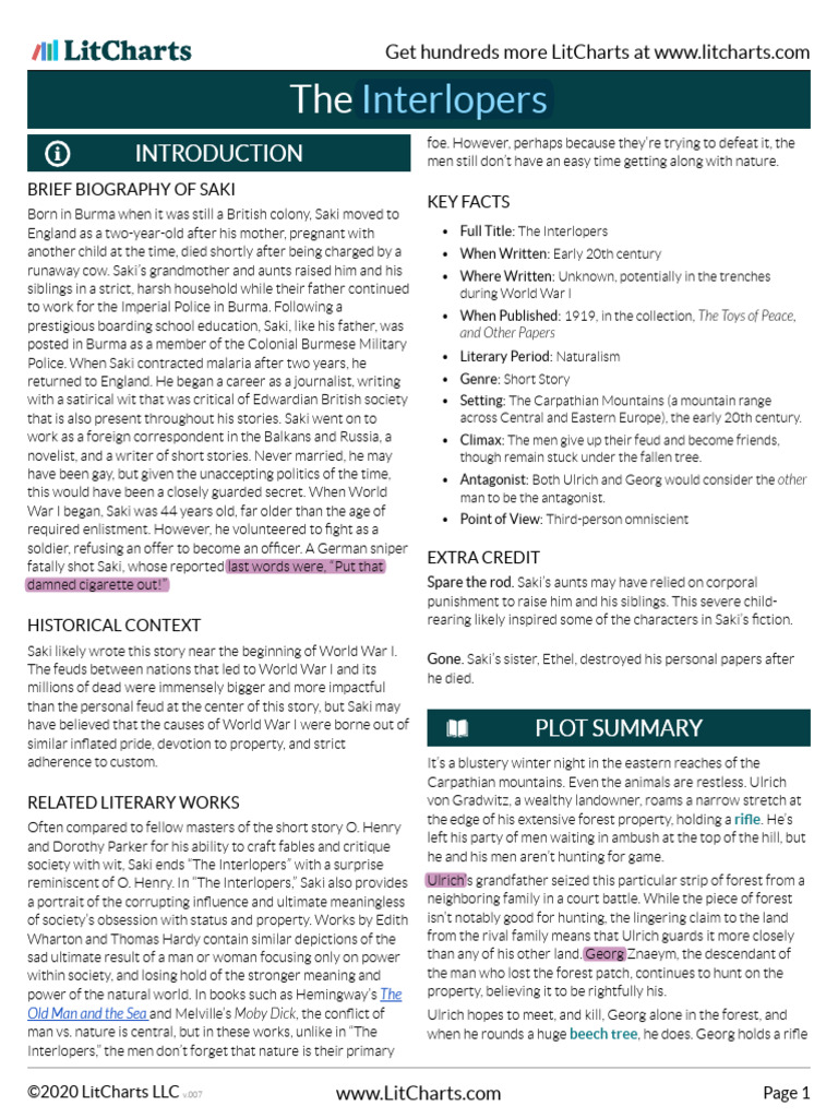 The Interlopers LitChart | PDF | Saki