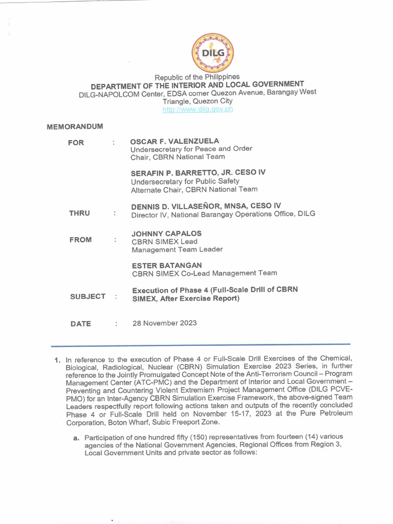 CBRN Simex Phase4 Full Report | PDF