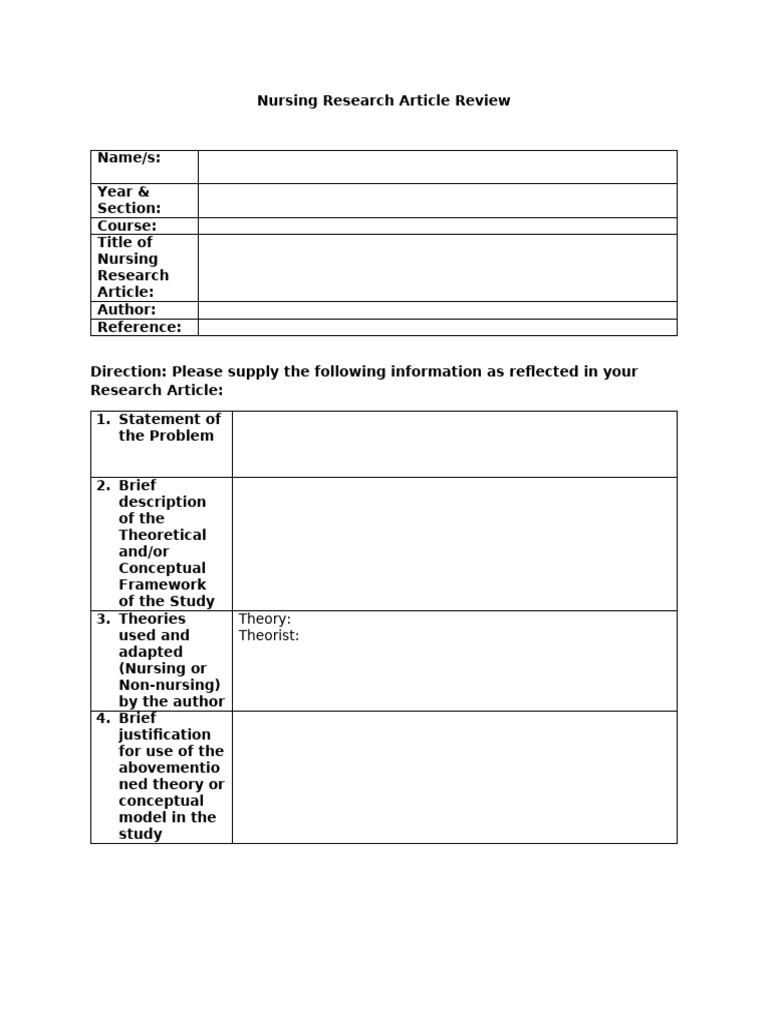Nursing Research Analysis Guide | PDF