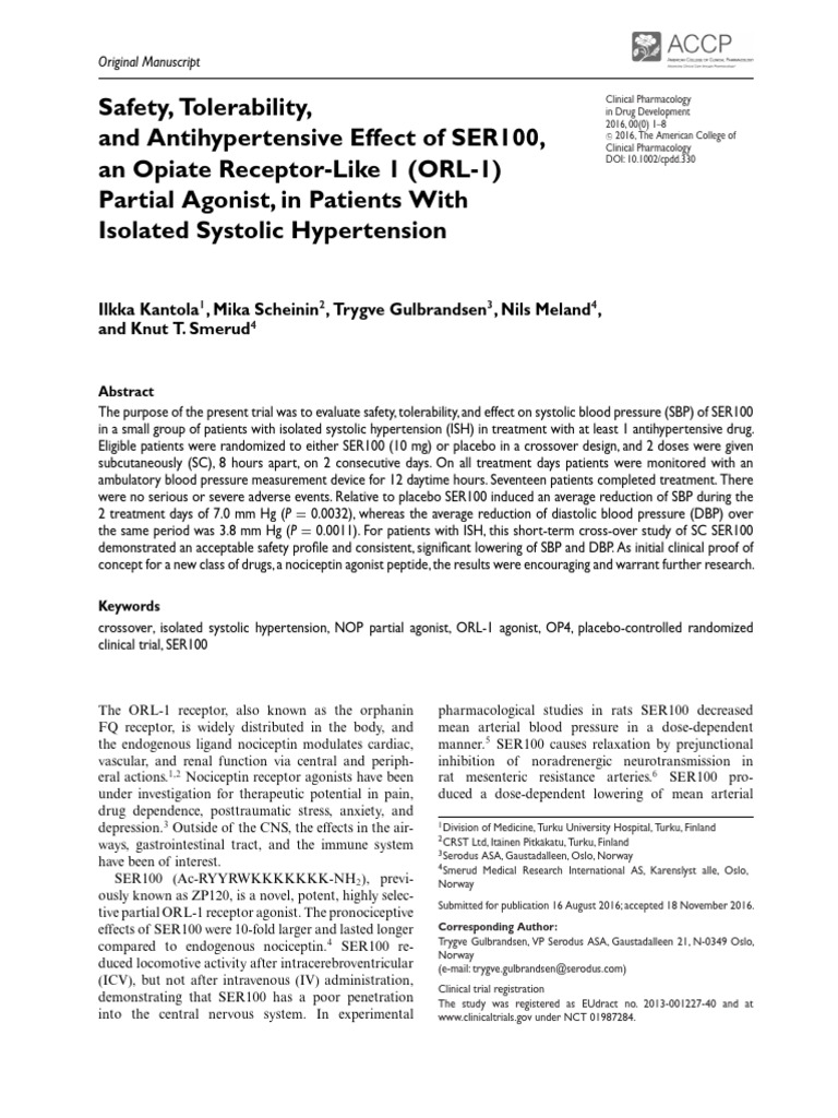 Safety Tolerability and Antihypertensive | PDF | Blood Pressure ...