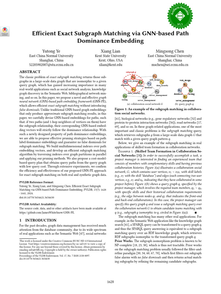Efficient Exact Subgraph Matching Via Gnn Based Path Dominance Embedding Pdf Vertex Graph