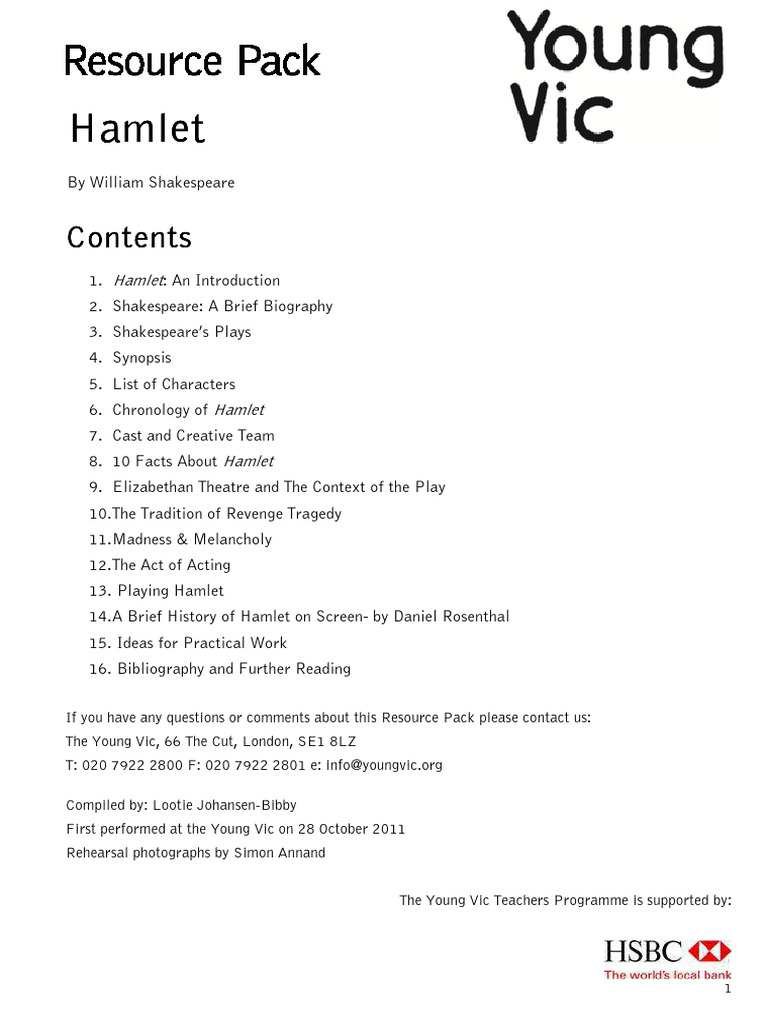 Hamlet Resource Pack Young Vic | PDF | Hamlet