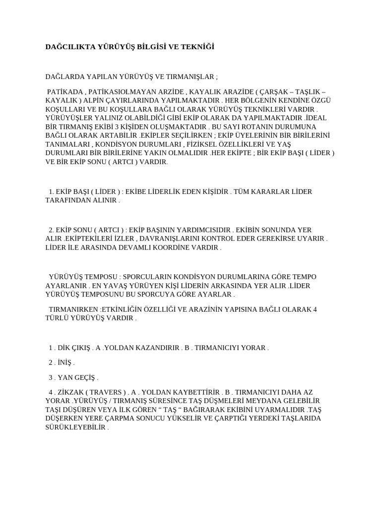 Yaz Dağcılığı (Kamp Yeri-Düğümler-Teknik) | PDF