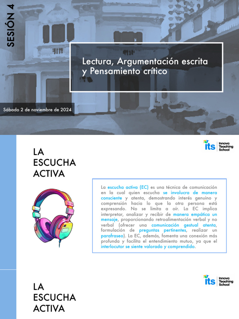Sesión 4 - Lectura, Argumentación Escrita y Pensamiento Crítico | PDF ...