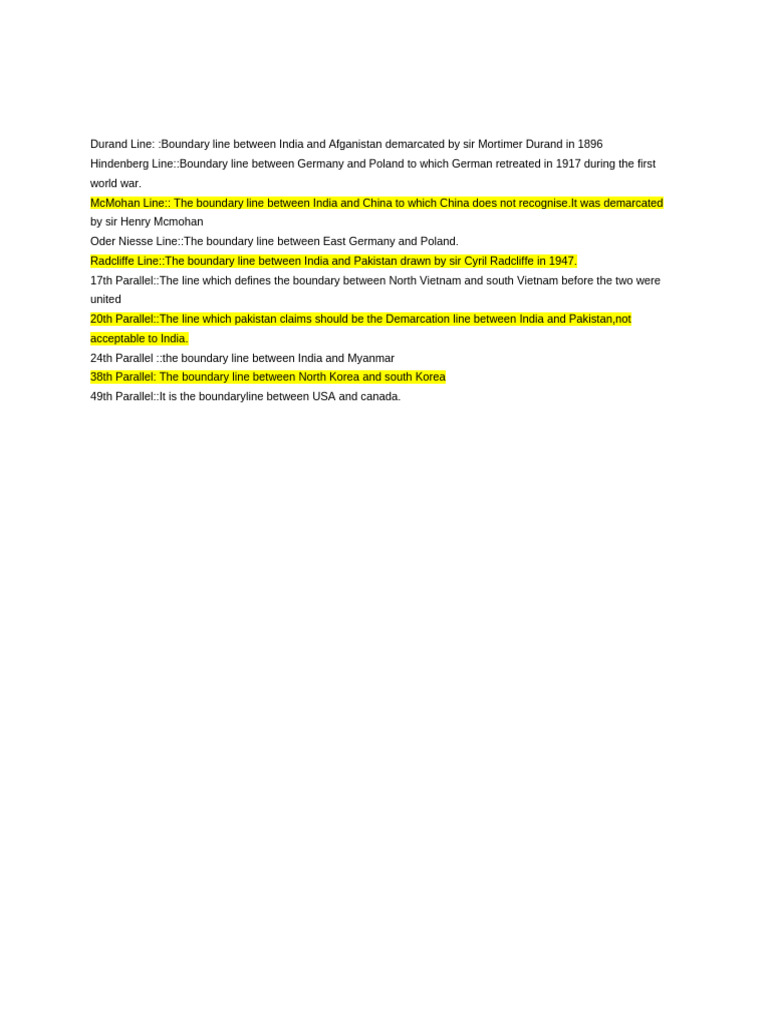 Border Line List | PDF