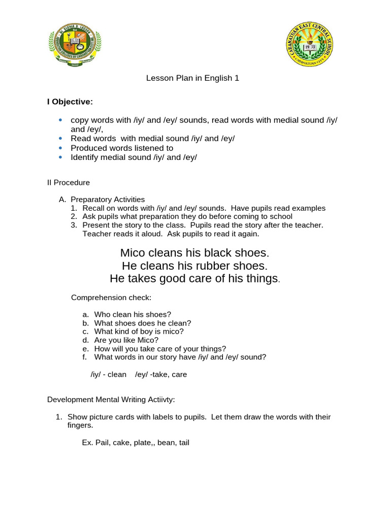 Lesson Plan English 1 | PDF