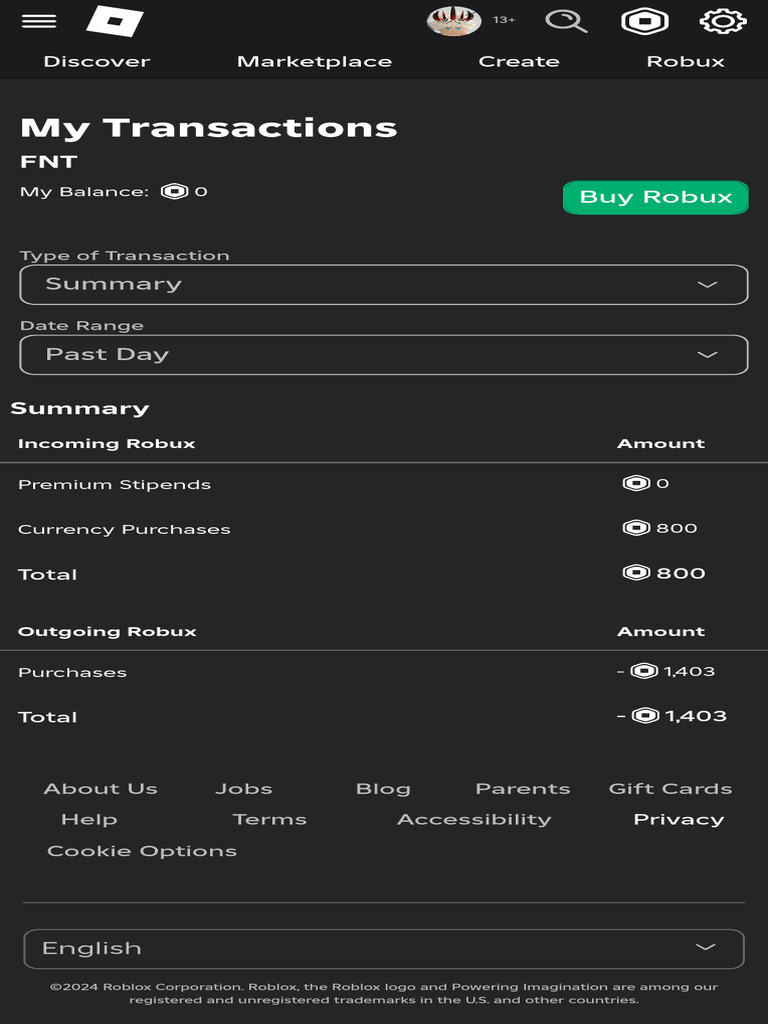 My Transactions - Roblox | PDF