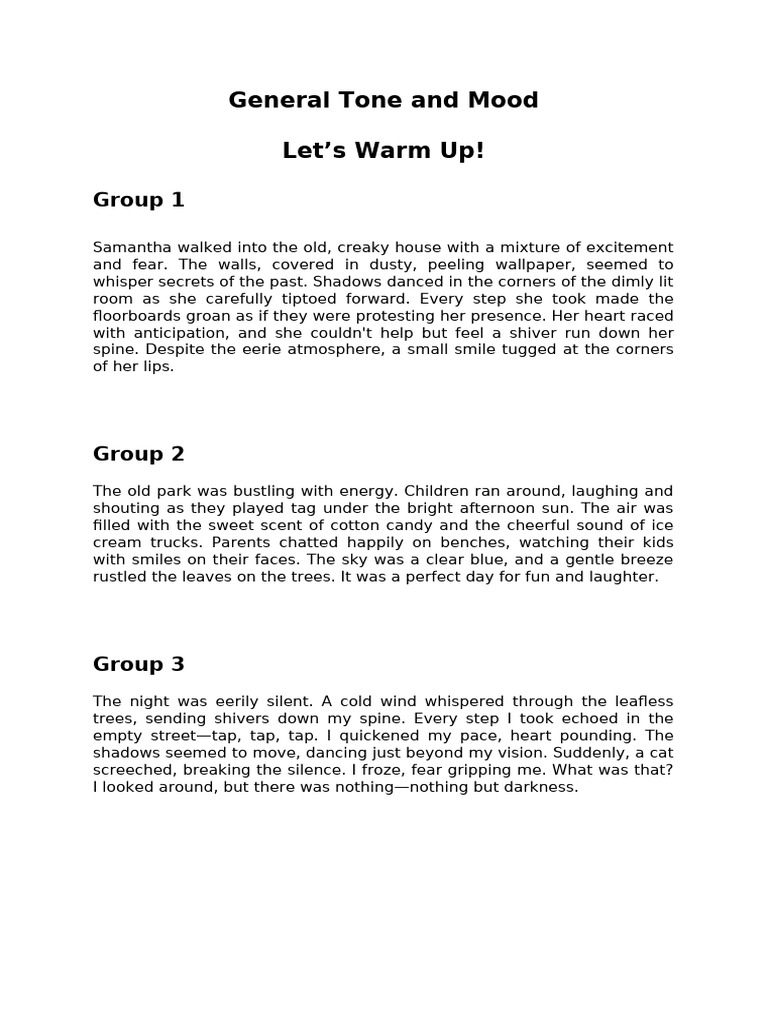 Worksheet 6A - General Tone and Mood | PDF