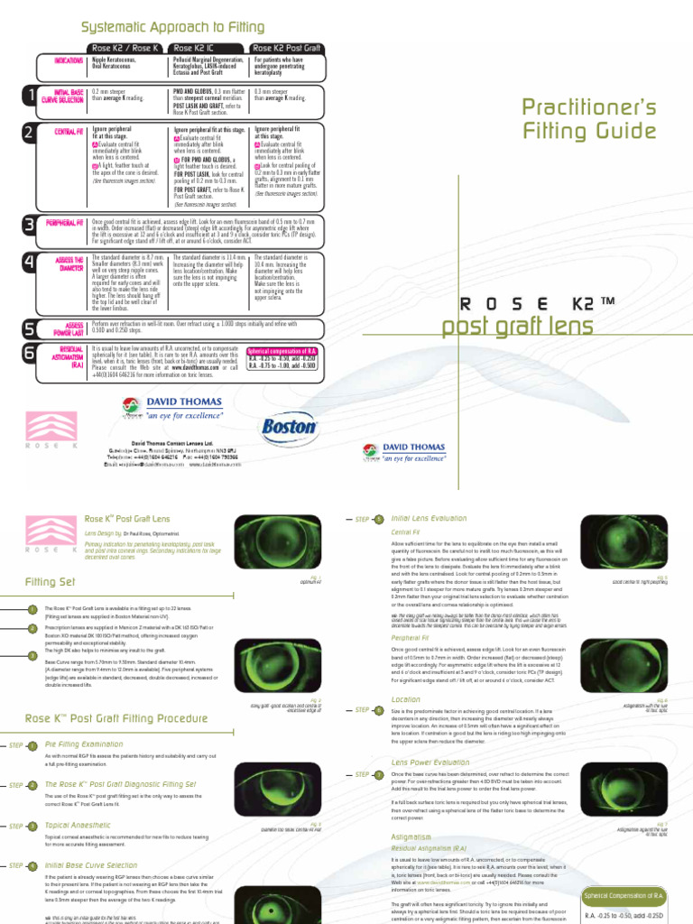 ROSE K2 Post Graft Fitting Guide 2011 | PDF | Contact Lens | Ophthalmology
