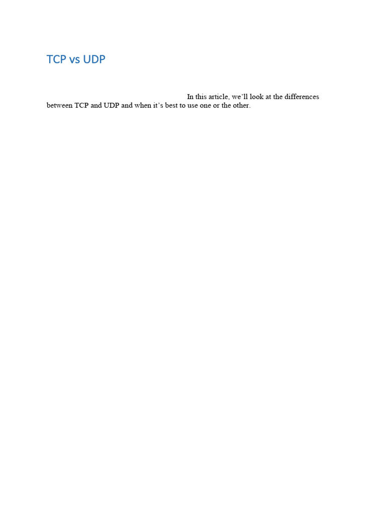 TCP Vs UDP | PDF