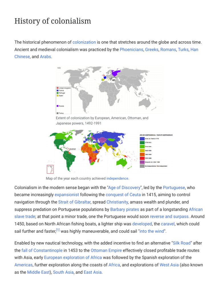 History of Colonialism - Wikipedia | PDF | Spanish Empire | British Empire