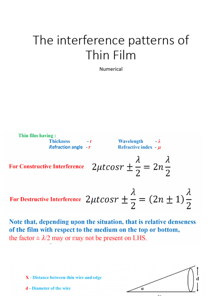 Tutorial - The Interference Patterns of Thin Film | PDF
