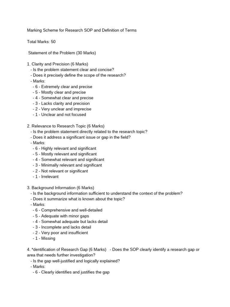 Marking Scheme For Research SOP and Definition of Terms | PDF | Logic