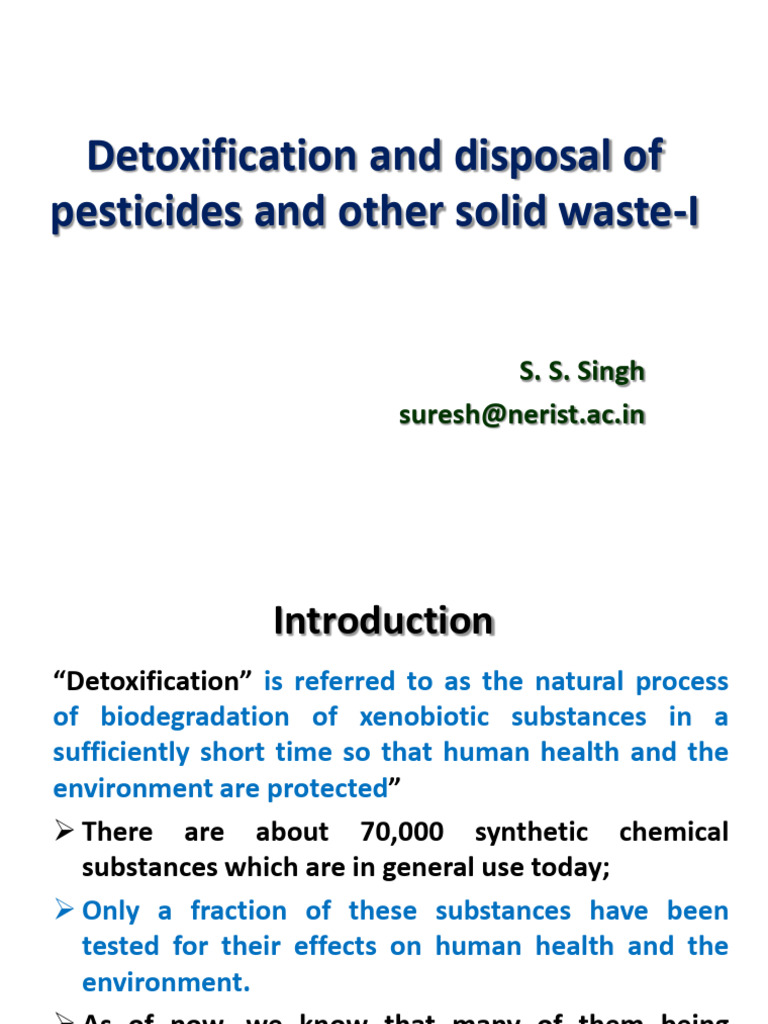Unit II-Detoxification & Disposal of Environmental Waste-Pesticides and ...