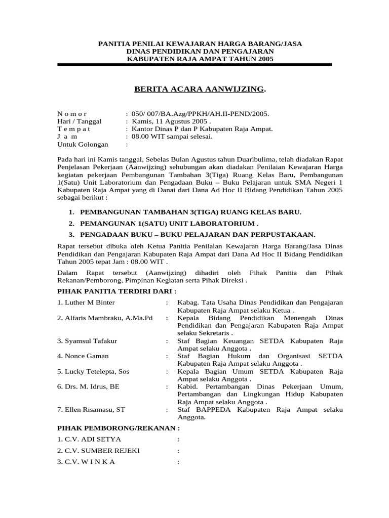 BA Acara Aanwijzing 4 | PDF
