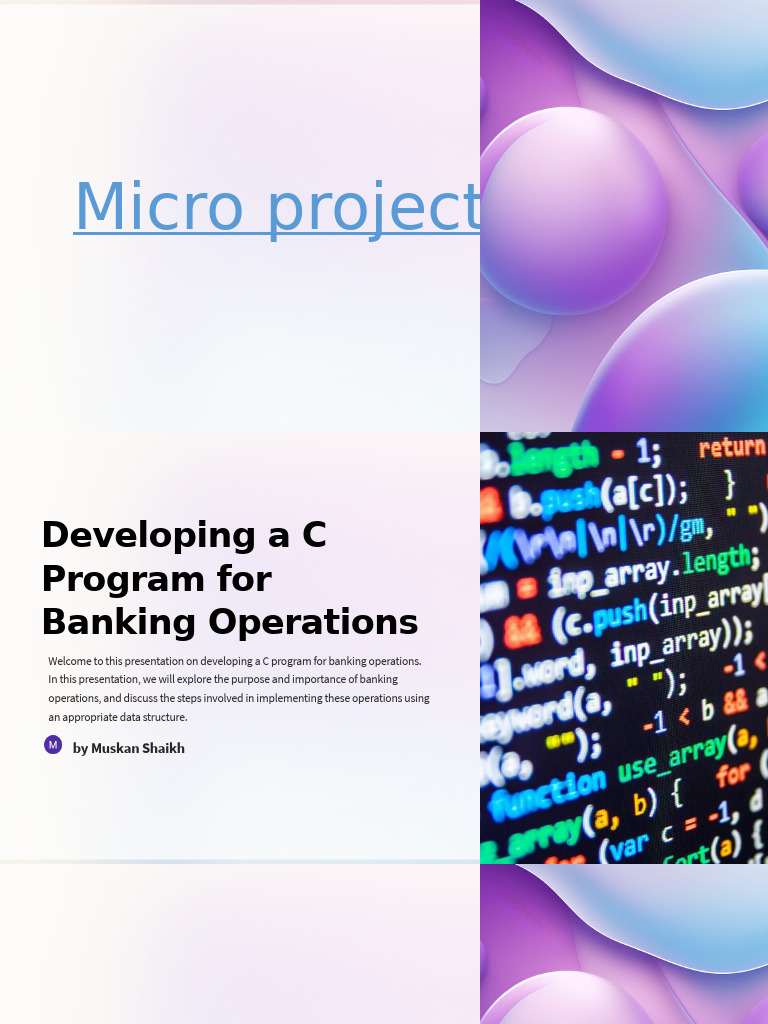 Developing A C Program For Banking Operations | PDF