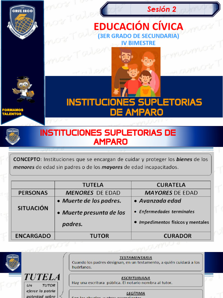 3 - A-O - Educaci-N C-Vica - S2 - Instituciones Supletorias de Amparo | PDF