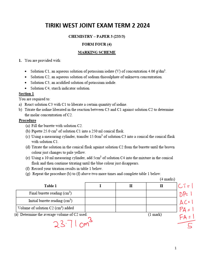 Chem PP3 MS | PDF | Titration | Chemistry