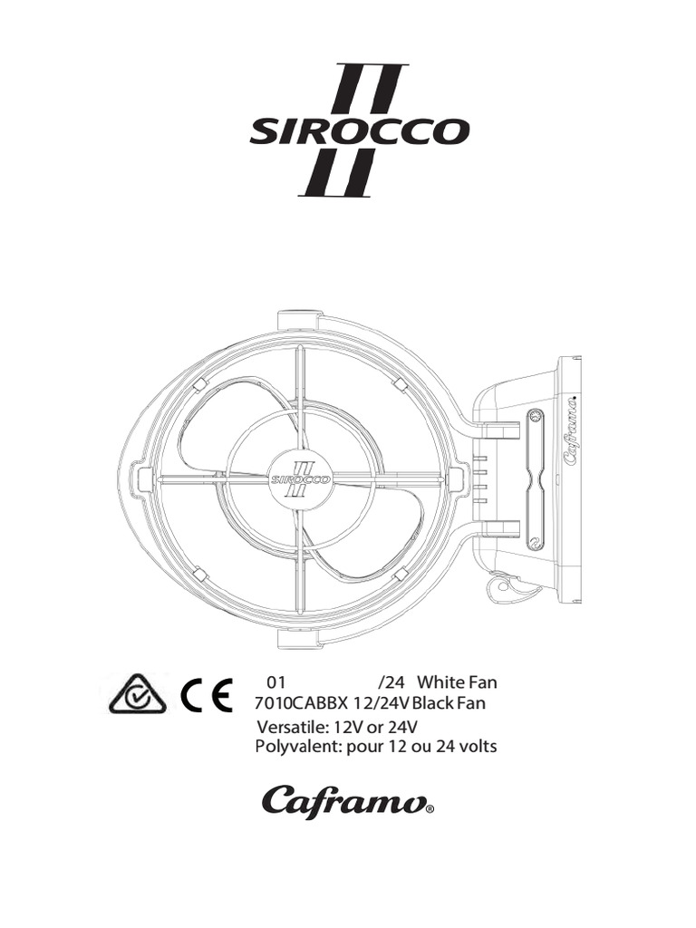 500-10000 CAFRAMO Sirocco II 12 24v White 7 Gimbal Fan W 3 Speed ...