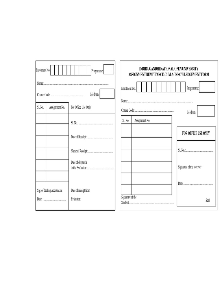 Acknowledgement Slip IGNOU | PDF