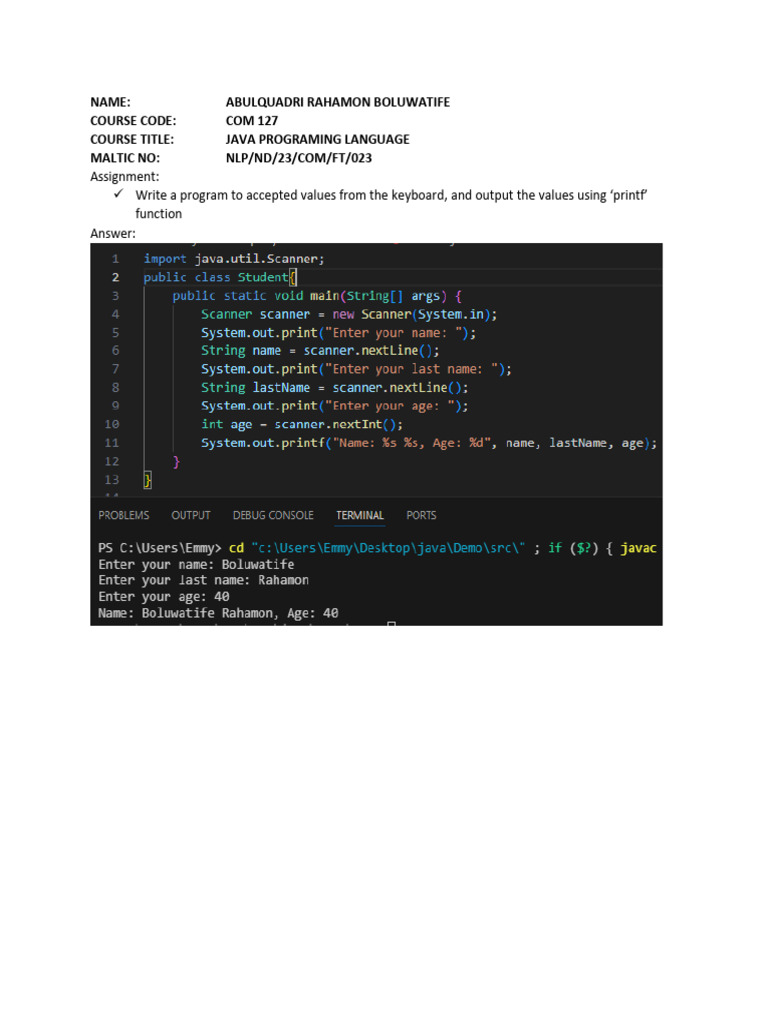 Java Programming Assignments Solutions | PDF | Numbers | Programming Language
