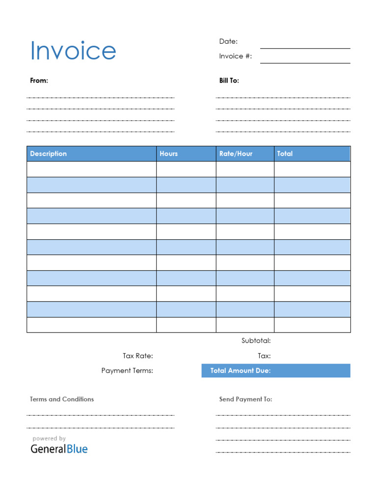 Blue Blank Invoice Template | PDF
