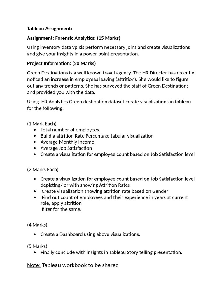 Assignment and Project Tableau | PDF