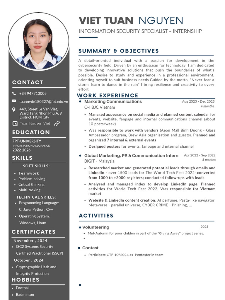 Mẫu Template CV | PDF | Computing | Computer Science
