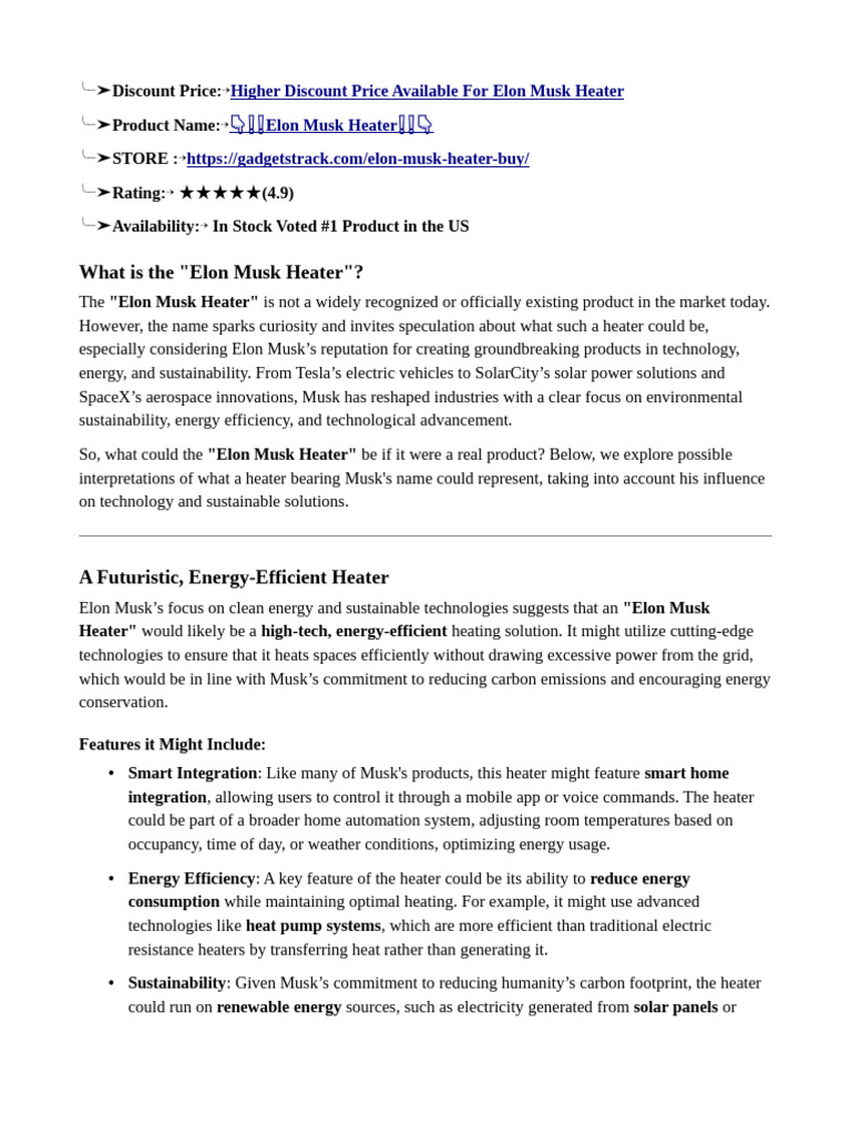 Elon Musk Heater: Concept & Features | PDF | Solar Energy | Solar Power