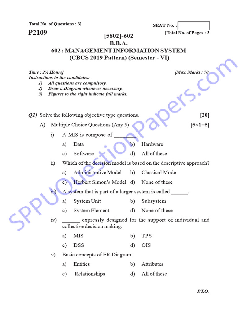 Commerce Bba Semester 6 2022 April Management Informatiom System 2019 Pattern | PDF | System ...