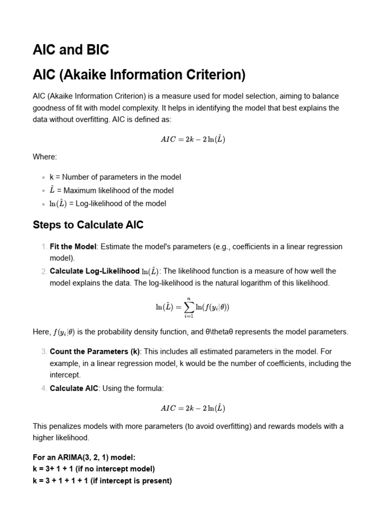 AIC and BIC | PDF | Akaike Information Criterion | Mathematical And ...