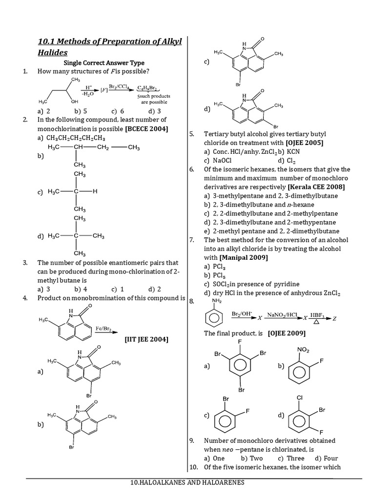Cc10 Haloalkanes and Haloarenes | PDF | Chemical Compounds | Organic Chemistry