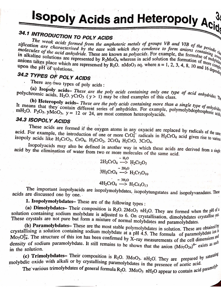 Isopoly and Heteropoly of W and Mo | PDF