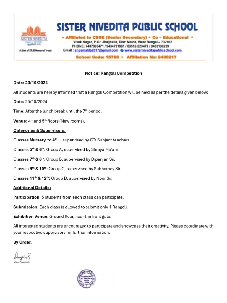 Rangoli Making Competition Notice | PDF