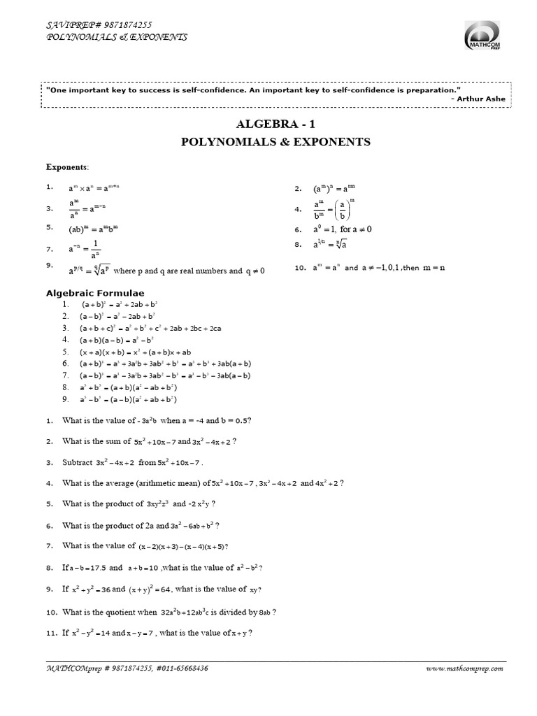 1 - Polynomials & Exponents | PDF | Numerical Analysis | Mathematical Objects