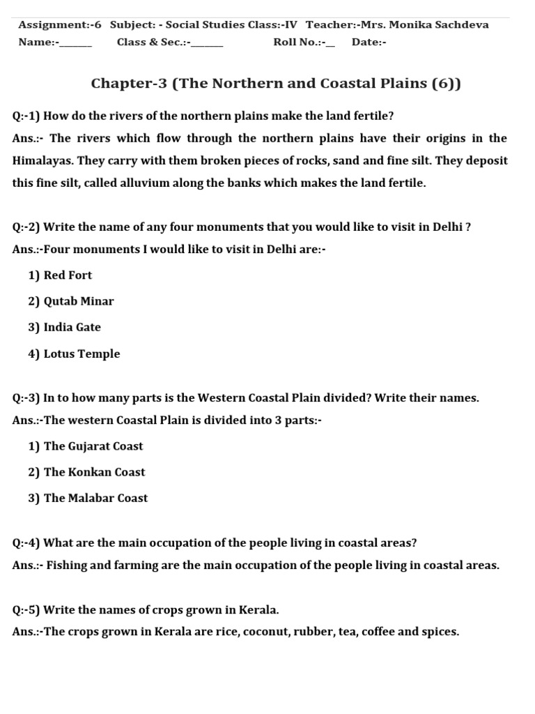 Chapter-3 (The Northern and Coastal Plains (6) ) | PDF